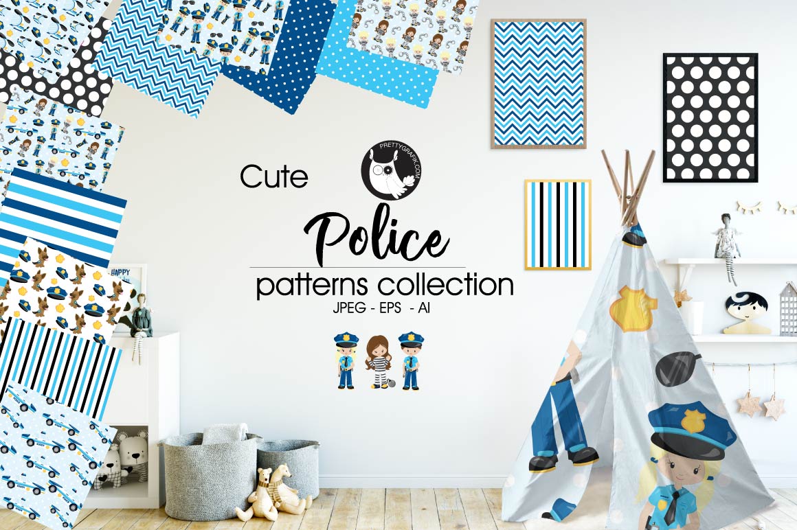 POLICE, digital papers by PrettyPatterns | Design Bundles