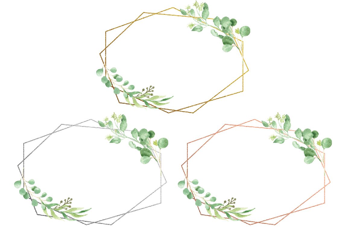 Watercolor Floral Geometric Frames by B | Design Bundles