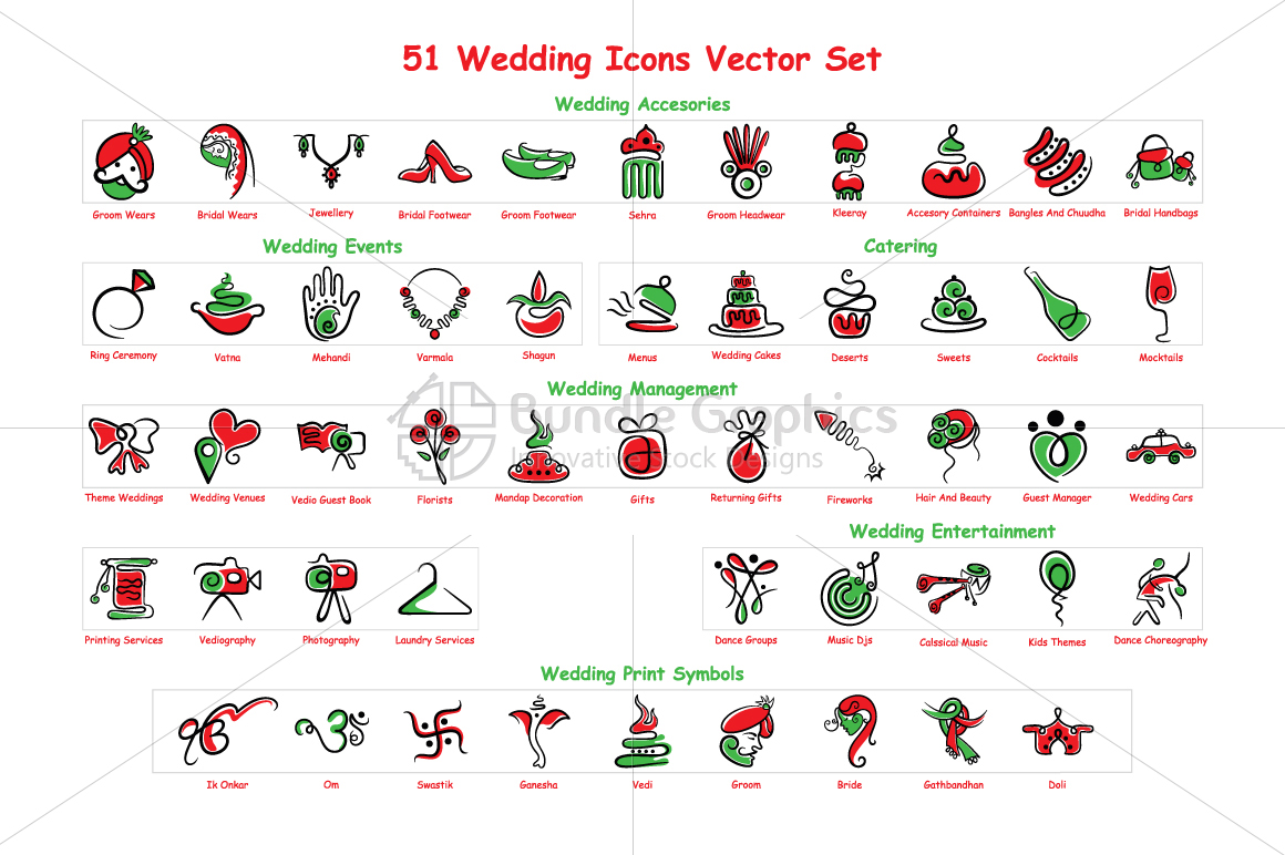 Indian Wedding - Vector Graphic Icons b | Design Bundles