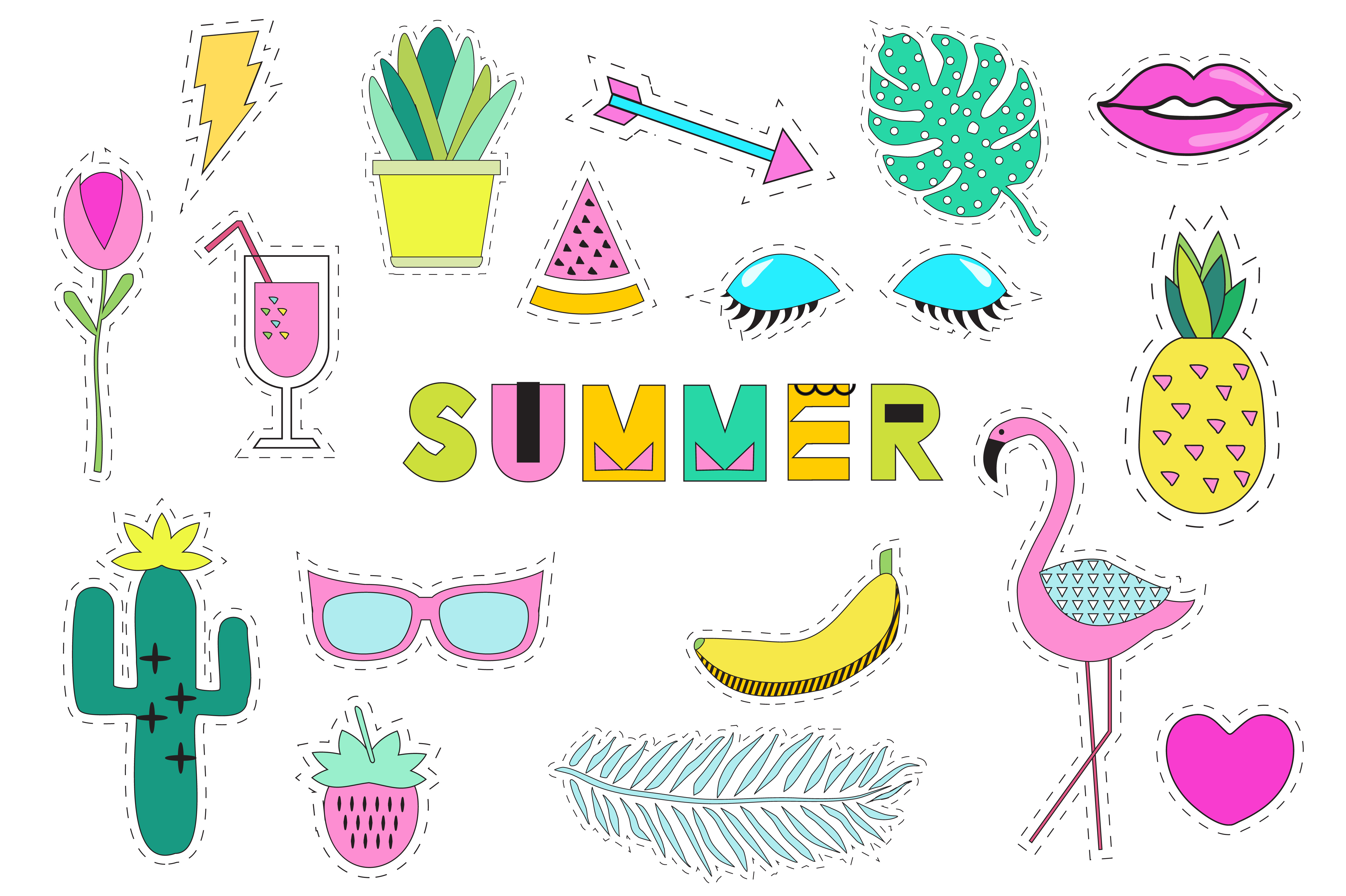 Summer Stickers Vector+ Png by Kristina | Design Bundles