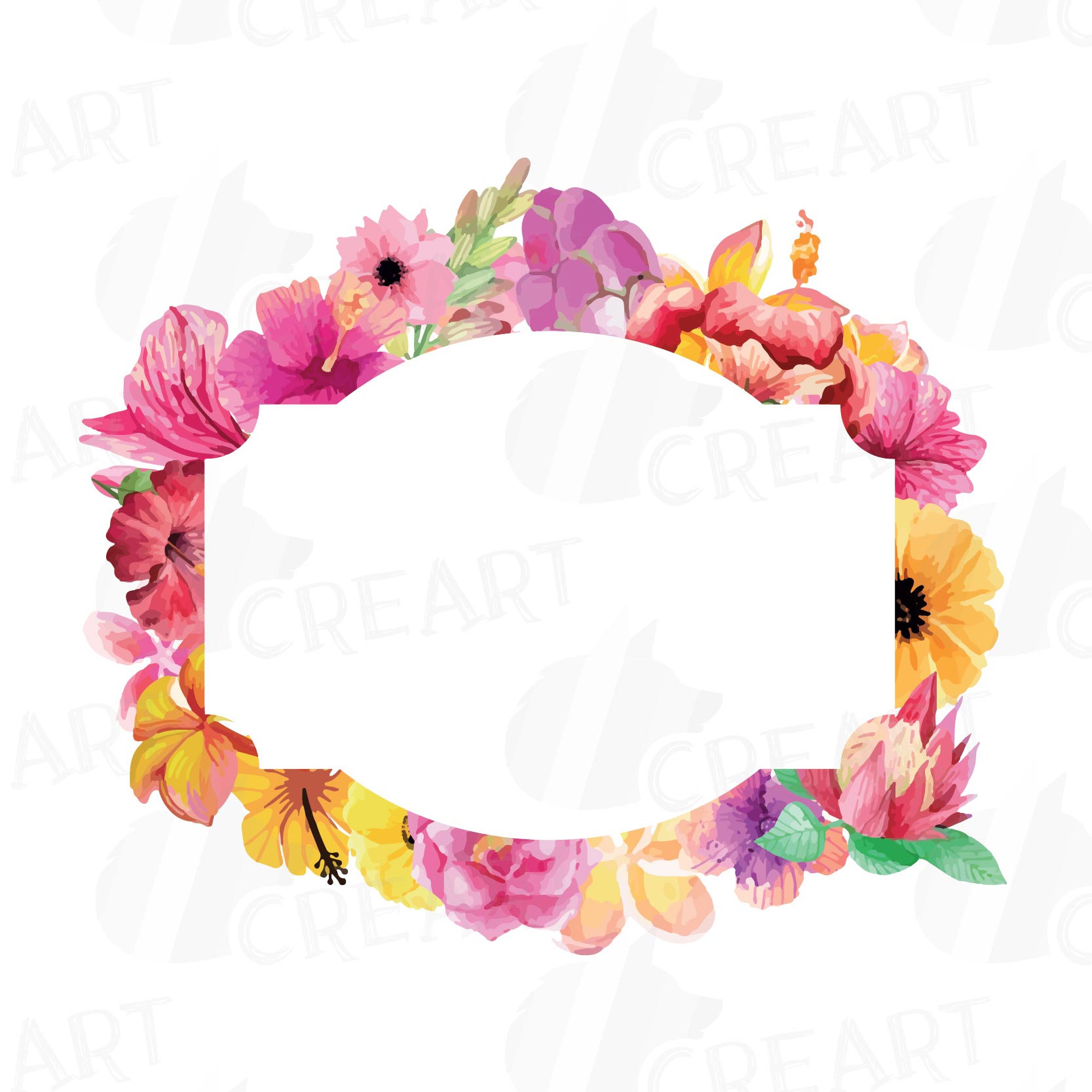 Floral frames watercolor clip art colle | Design Bundles