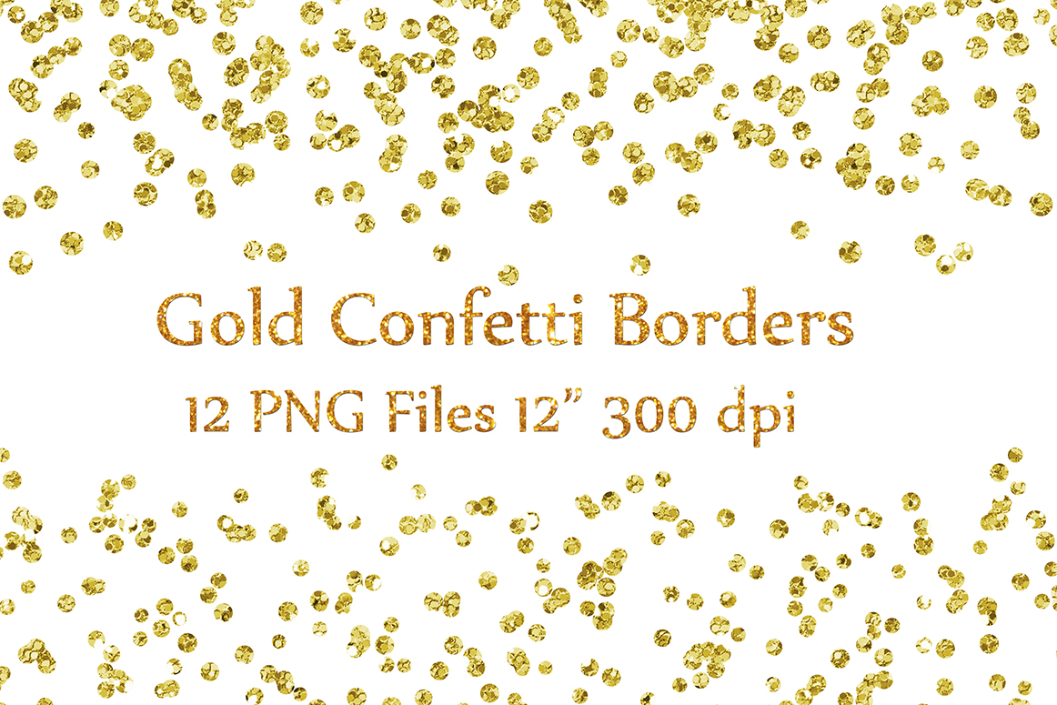 Gold Glitter Confetti borders by ChiliP | Design Bundles