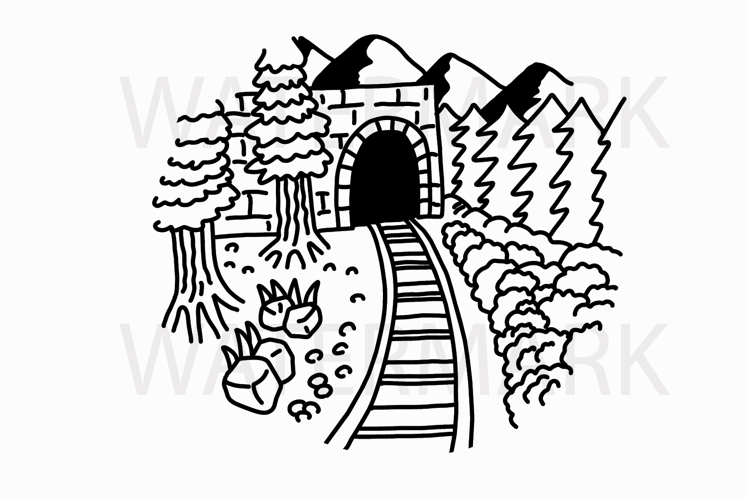 Train going through a tunnel - SVG/JPG/ | Design Bundles