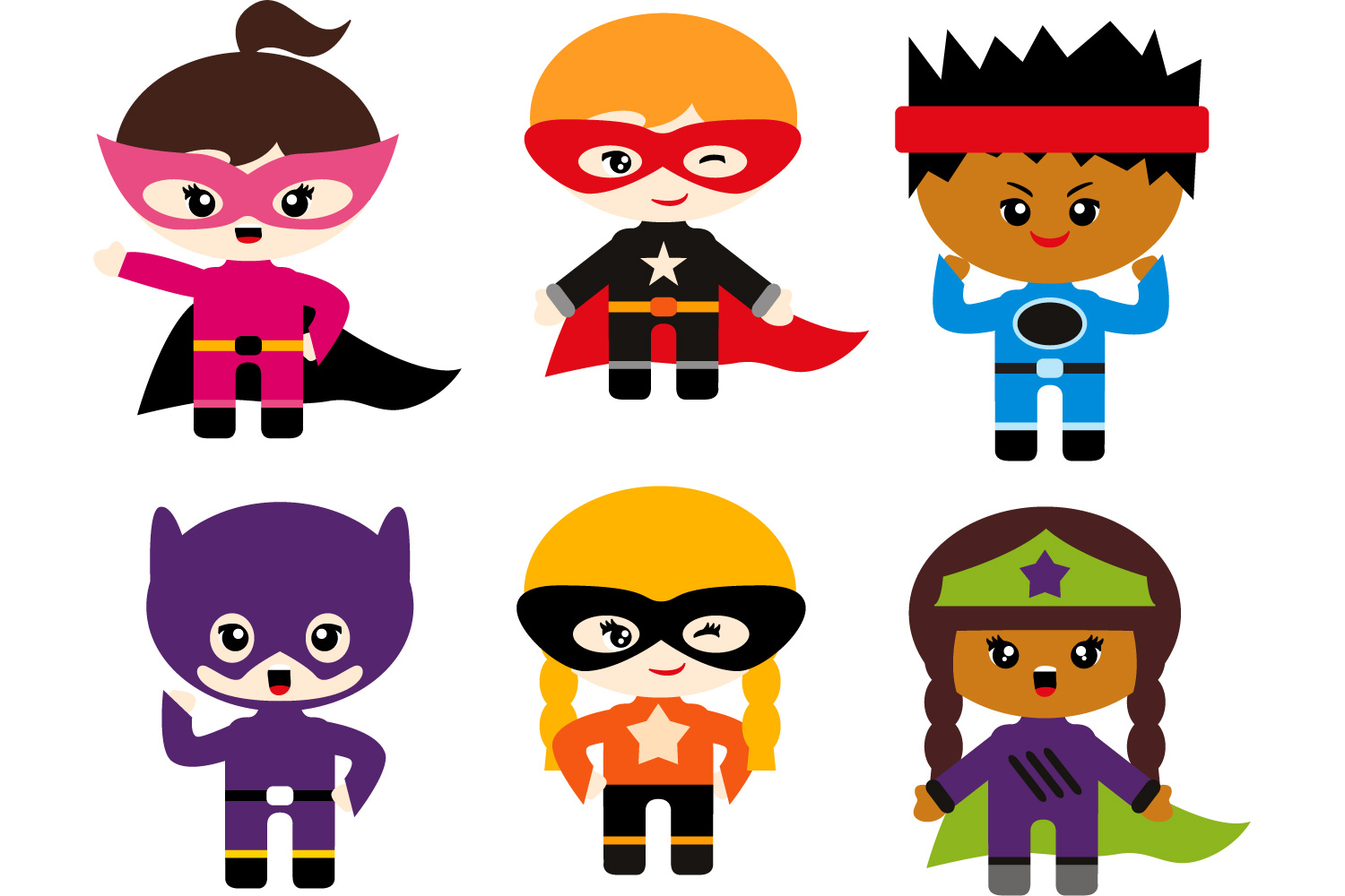 Fearless superhero clipart / cute super | Design Bundles