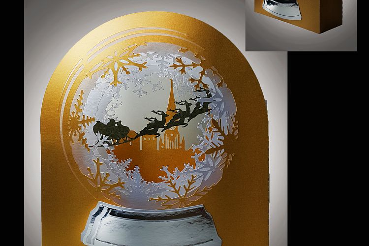 3D Snow Globe Snowy Village greetings c | Design Bundles