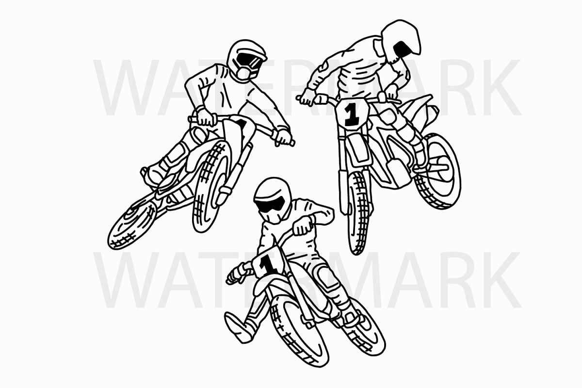 Three Types of Outline Motocross - SVG/ | Design Bundles