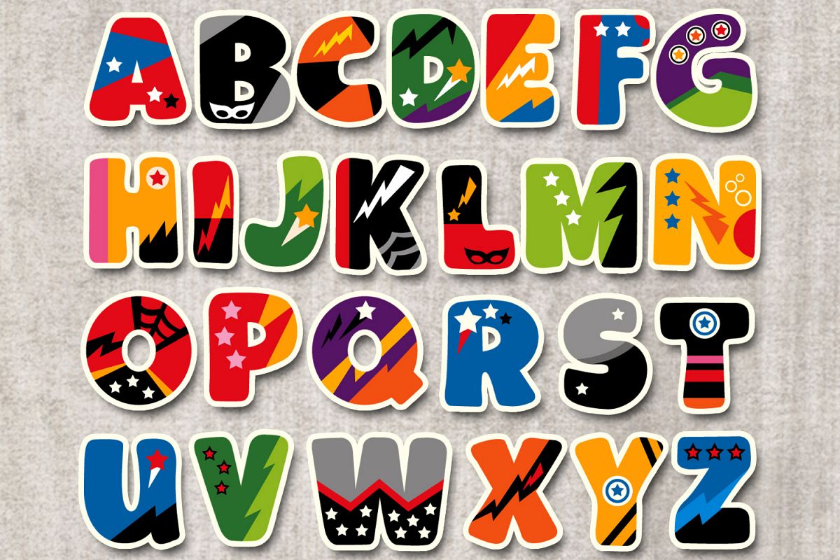 Superhero Alphabet Graphics (Uppercase) | Design Bundles