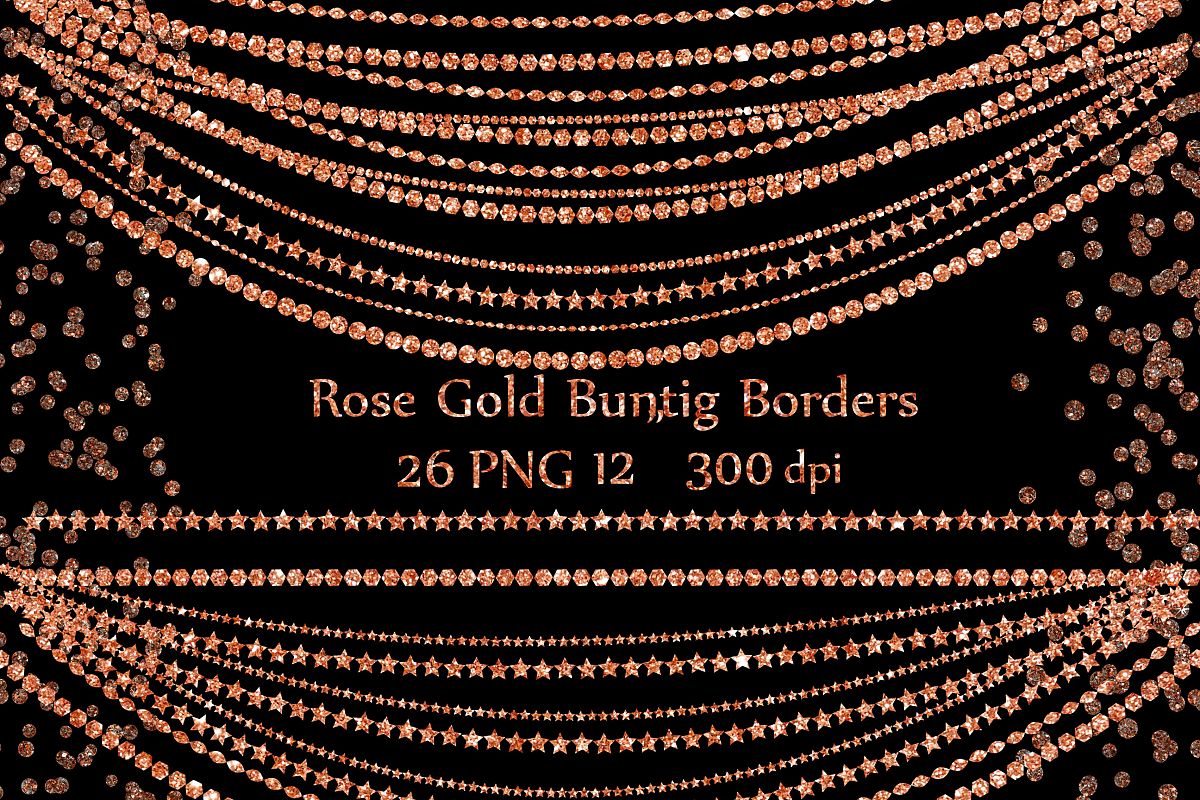 Rose Gold Glitter borders clipart by Ch | Design Bundles